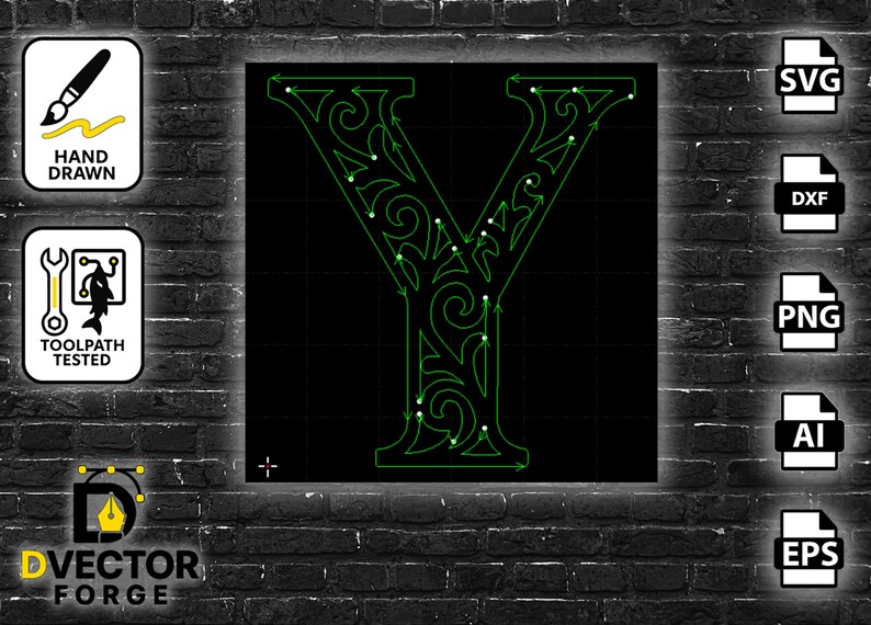 Filigree Design Letter Y Vector CNC Project – CAD for Plasma Cutting ...