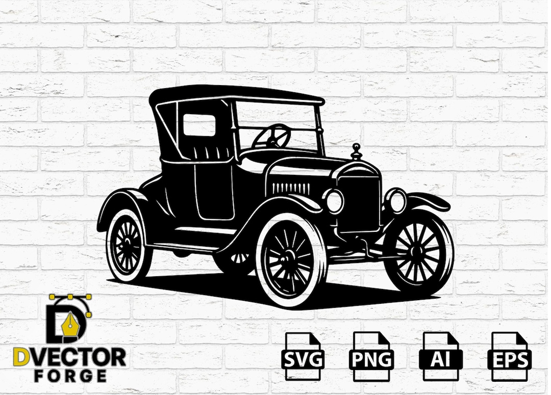 Ford Model T Silhouette Vector – Classic Car SVG Png Ai Eps – Vintage ...
