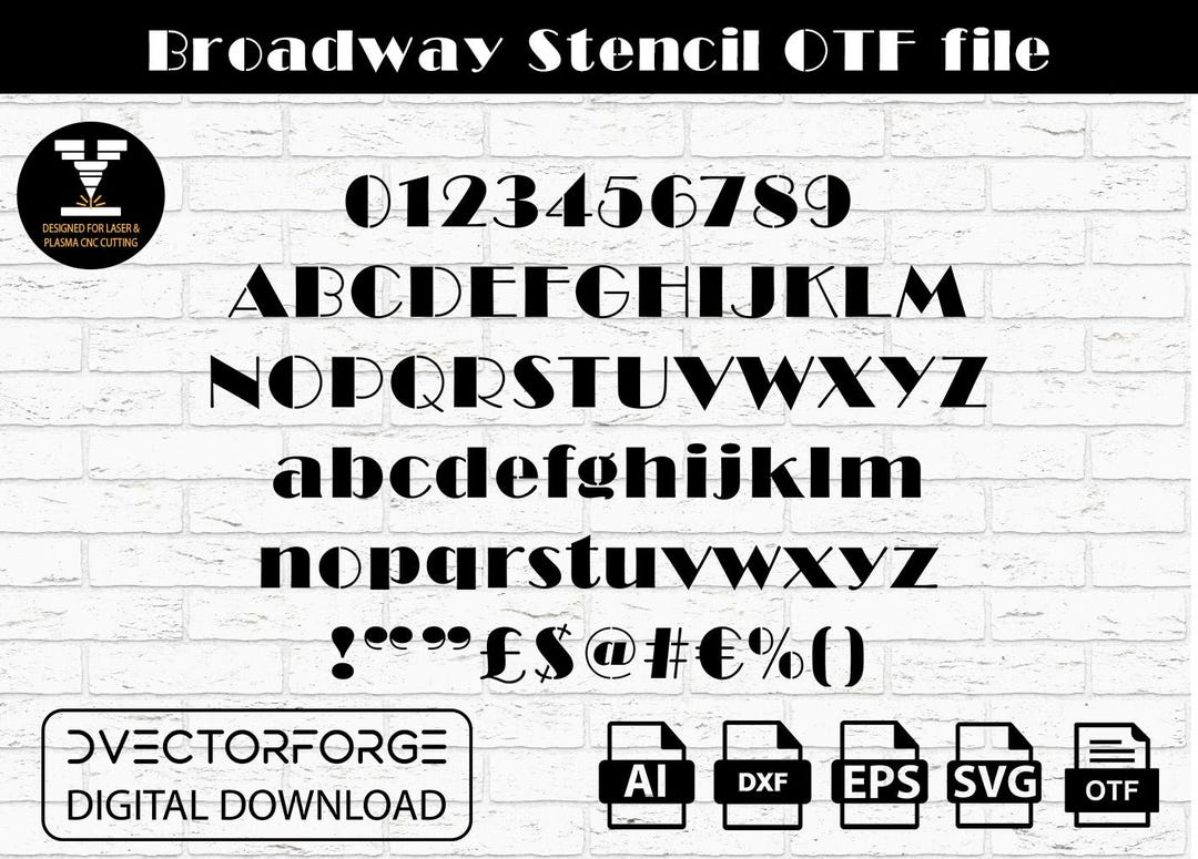 Broadway Stencil Font: CNC Laser Cutting Alphabet (digital Download ...