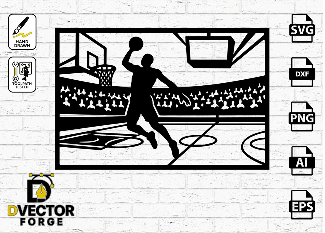 Basketball Vector Dunk SVG, Dxf, Png & Eps | Slam Dunk Silhouette Cut ...
