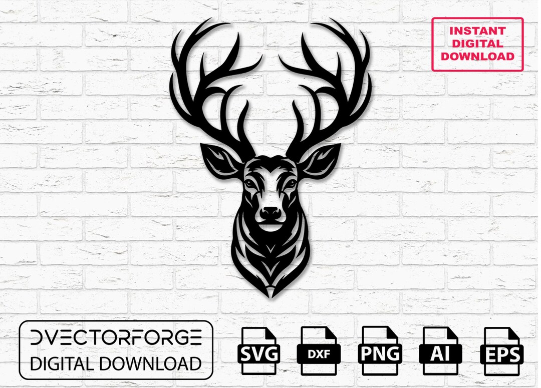 CNC Cut Ready Deer Svg DXF Files Wall Sticker Engraving Decal Template ...