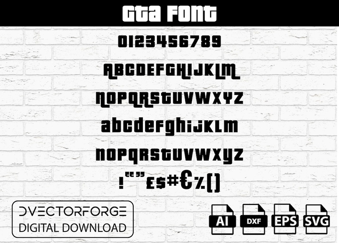Theft Auto Gaming Vector Font Alphabet Letters Dxf Svg Files Font for ...