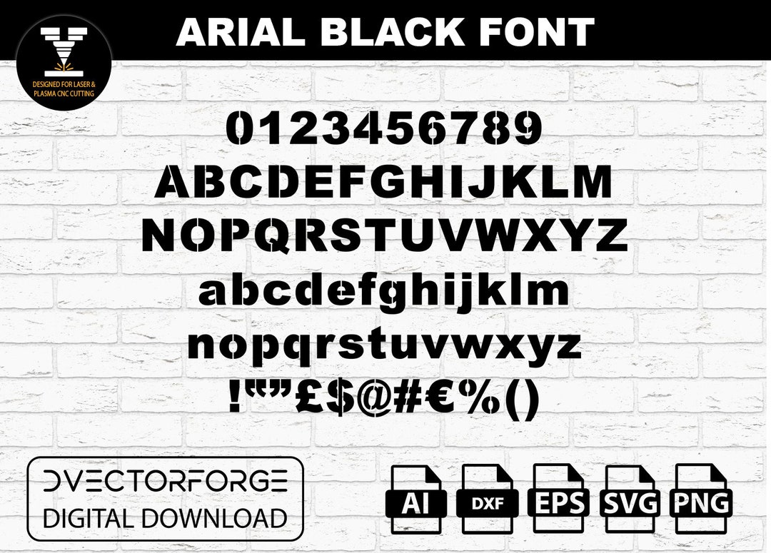 Arial Black Stencil fuente letras del alfabeto dxf archivos svg ...