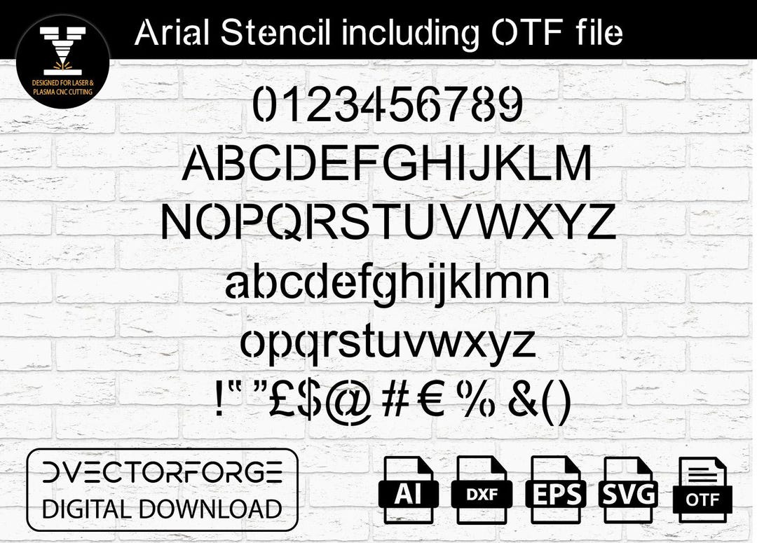 Cut Ready Arial Stencil Font Alphabet Letters Dxf Font for Cnc Laser Cutting Cutting Font Dxf ...