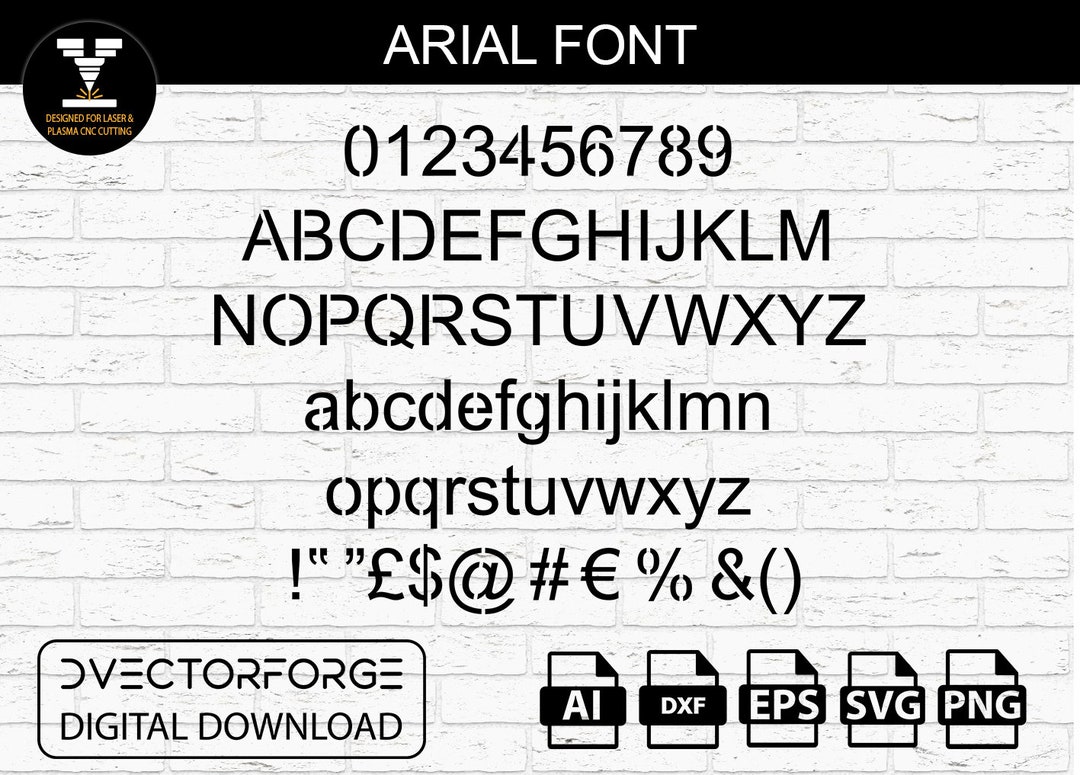 Arial Stencil Font Alphabet Letters Dxf Svg Files Font for Cnc Laser Cutting Cutting Font Dxf ...
