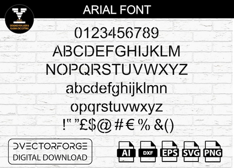 Arial Stencil fuente letras del alfabeto archivos dxf svg / fuente para ...