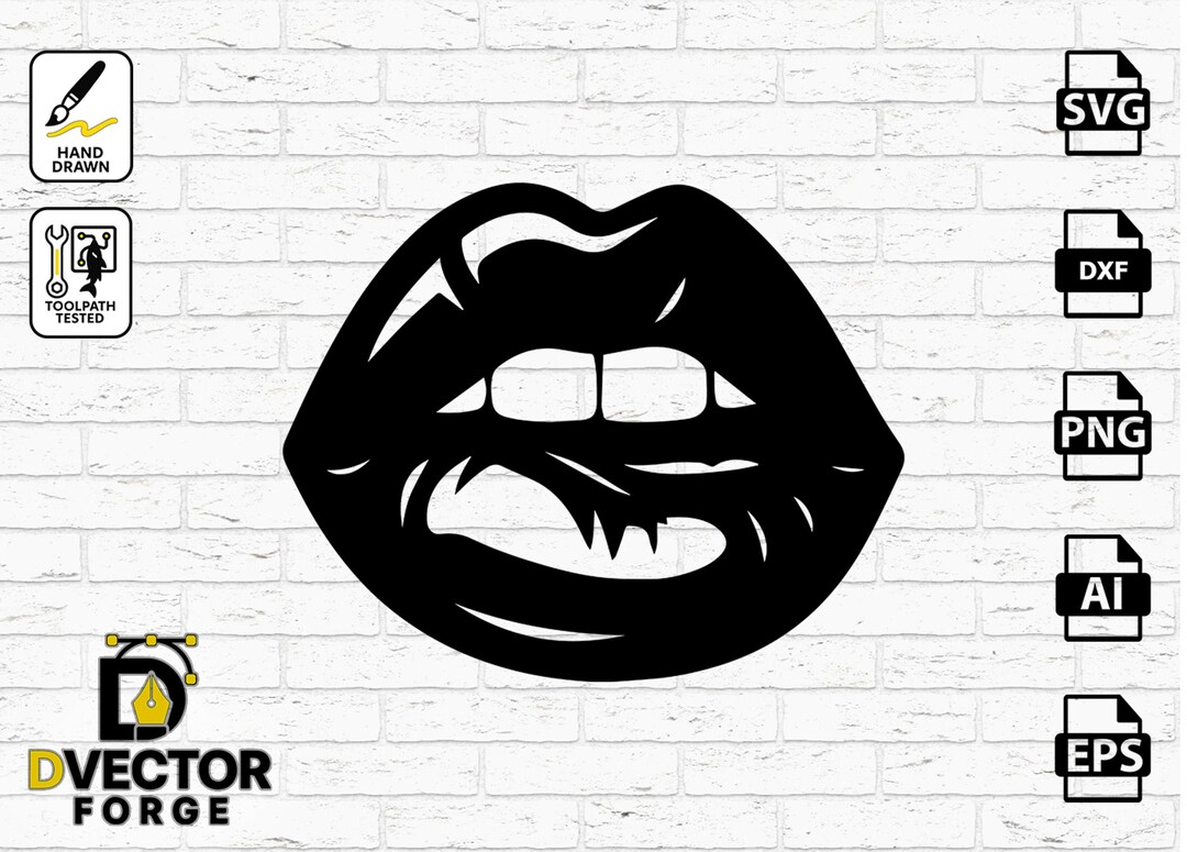 Sexy Lips Biting SVG Dxf Png Ai Eps – Flirty Mouth Cut File for Cricut ...