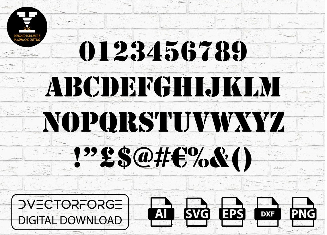 Stencil Font Alphabet Letters Dxf Svg Files Font for Cnc Laser Cutting ...