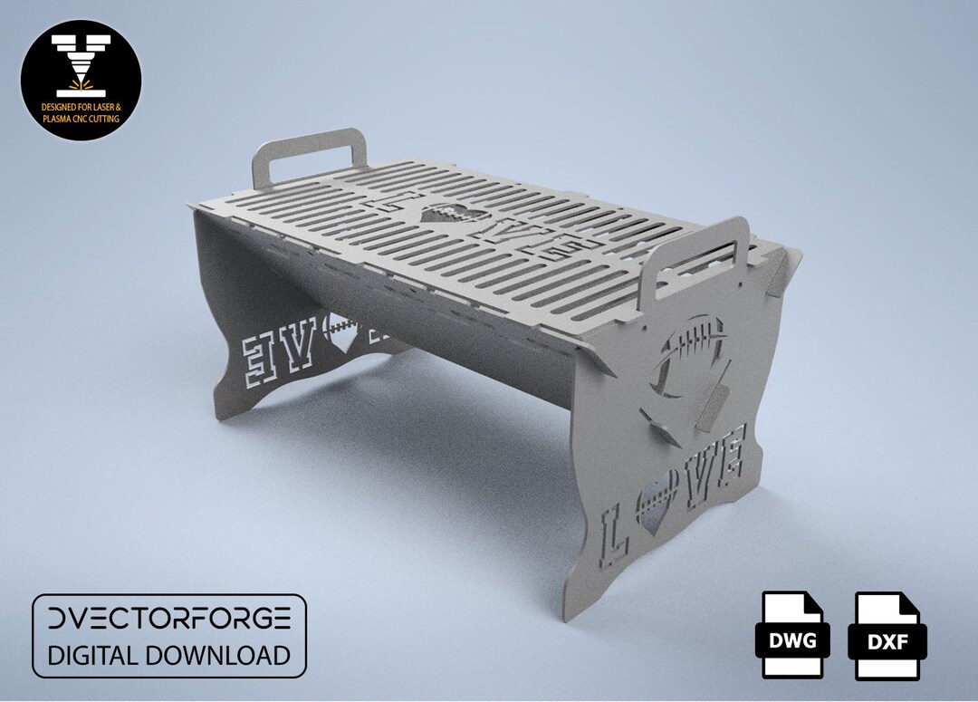 CNC Cut Ready Football Portable Bbq Dxf File Fire Pit for Camping ...
