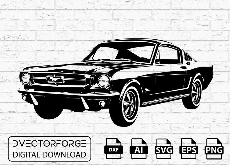 1964 Ford Mustang Vector File, Svg, Png Silhouette & Cricut Cut File ...