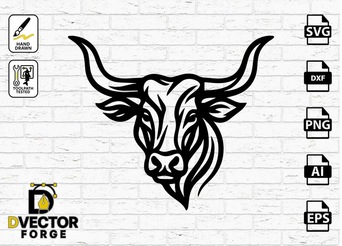 Longhorn Bull Vector CNC Project – CAD Design for Plasma or Laser ...