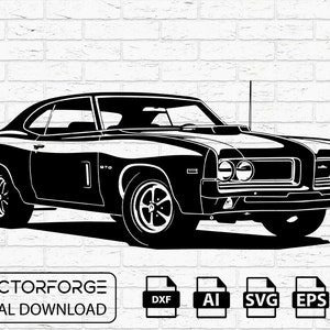 1969 Pontiac GTO Vector File, Svg, Png Silhouette & Cricut Cut File ...