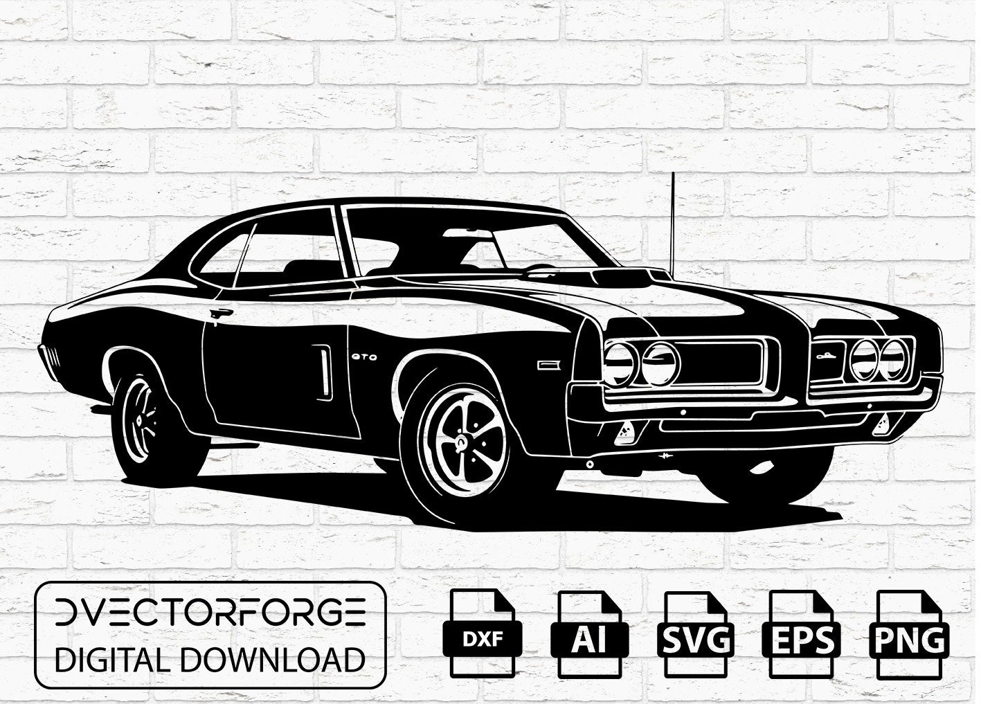 1969 Pontiac GTO Vector File, Svg, Png Silhouette & Cricut Cut File ...