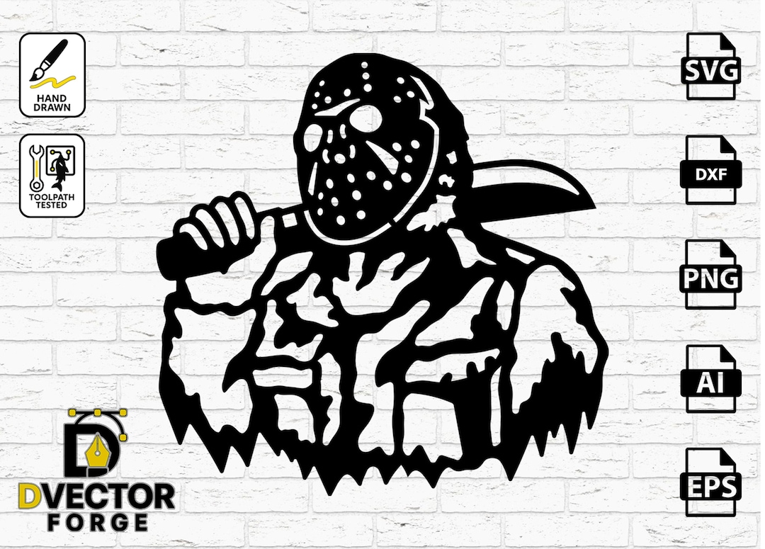 Jason Halloween Horror Killer SVG Dxf CNC Cut File | Slasher Mask Png ...