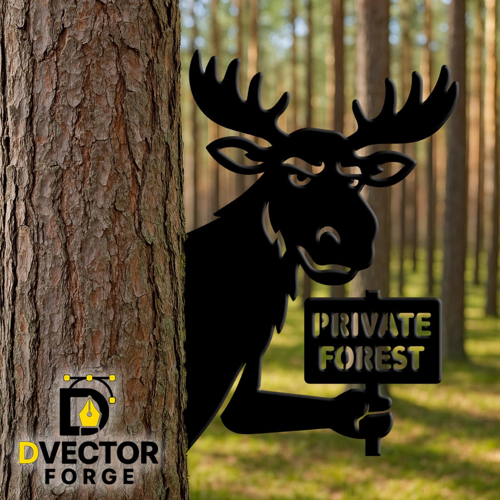 Funny Moose Peeker SVG: Private Forest Sign, CNC Laser Cut File - Etsy