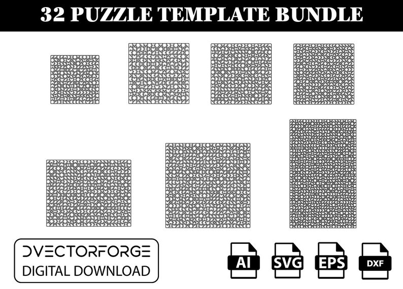 Puzzle Template Bundle for Laser Cutting Svg, Jigsaw Puzzle Dxf, Puzzle ...
