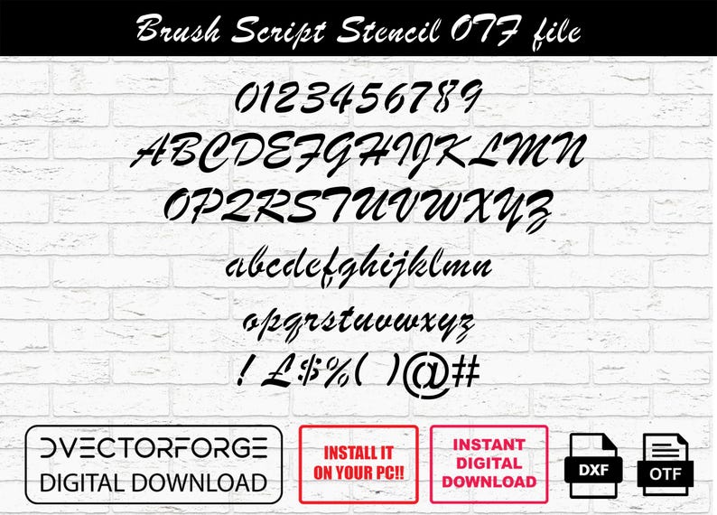 Cut Ready Brush Script Stencil Font in DXF and OTF, Perfect for CNC ...