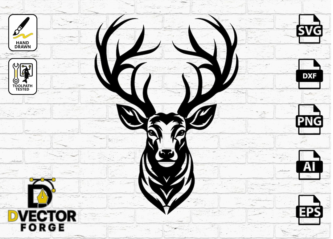 Deer Head SVG DXF Png Ai Eps | Rustic Buck Silhouette Cut File | Laser ...