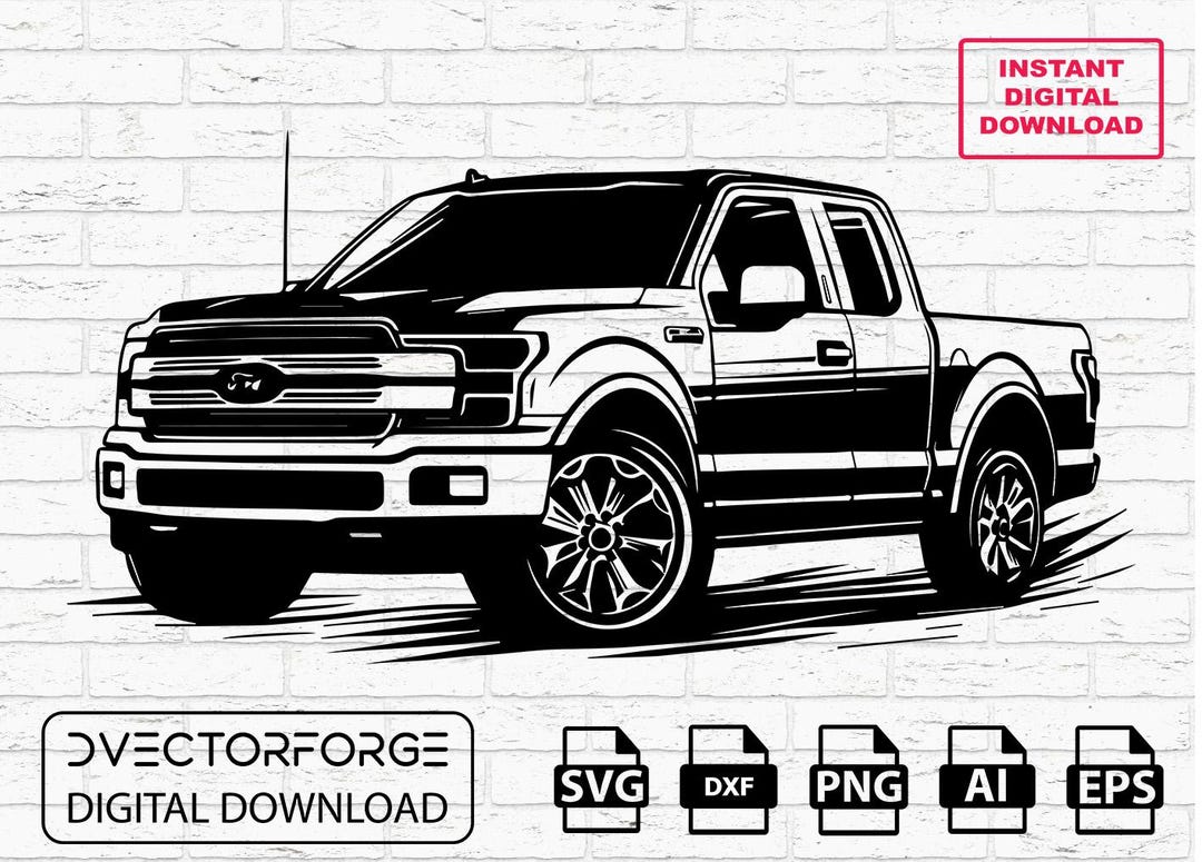 Ford F150 Truck Vector File, Truck Svg, Png Silhouette & Cricut Cut ...