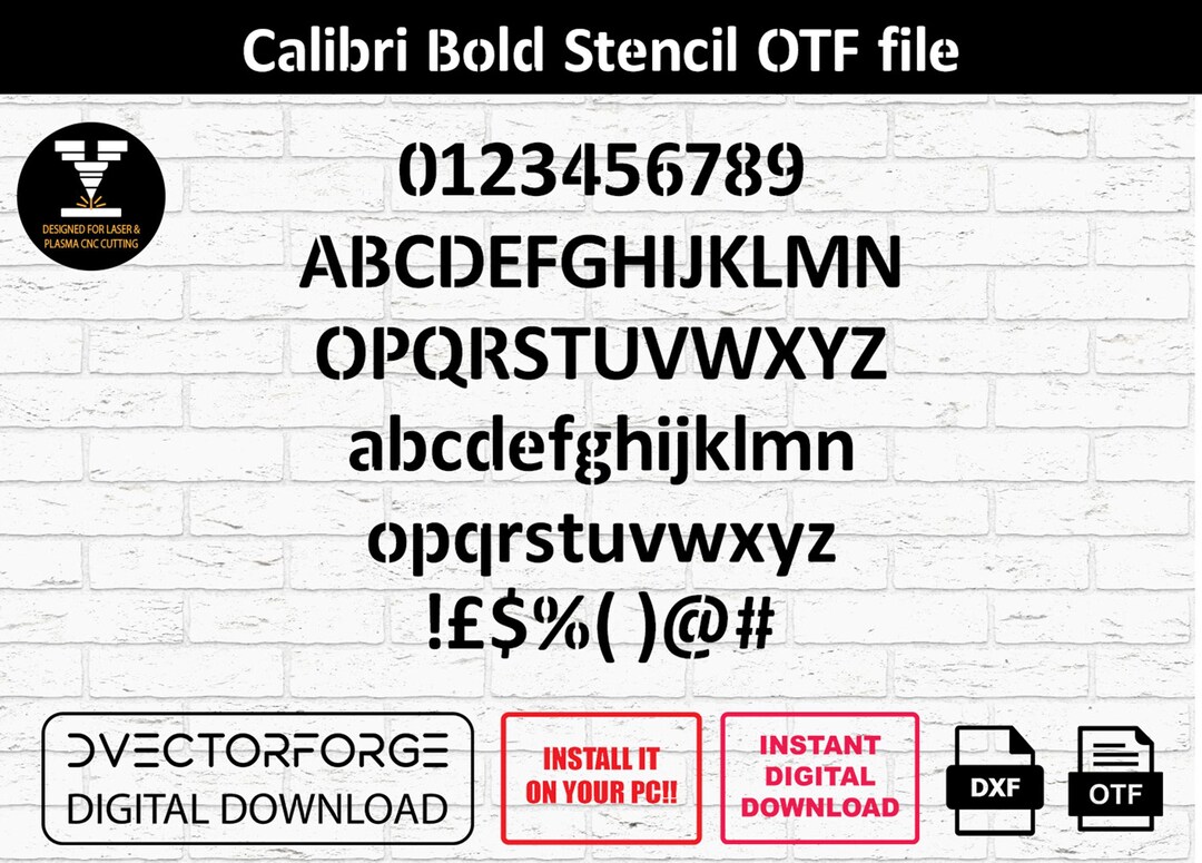 Stencil Font Calibri Bold Dxf Files for Laser Cutting | CNC Cutting ...