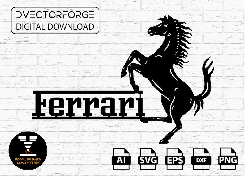 Vector Cut Ready Ferrari-horse Logo, CNC File, Dxf, Svg, Eps for Laser ...