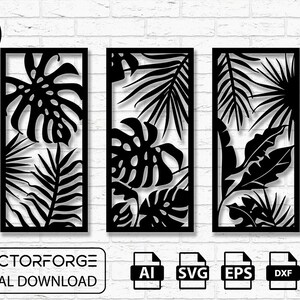 Cut Ready - Nature Plant Leaves Vector Wall Art, CNC File, Ai, Dxf, Svg ...