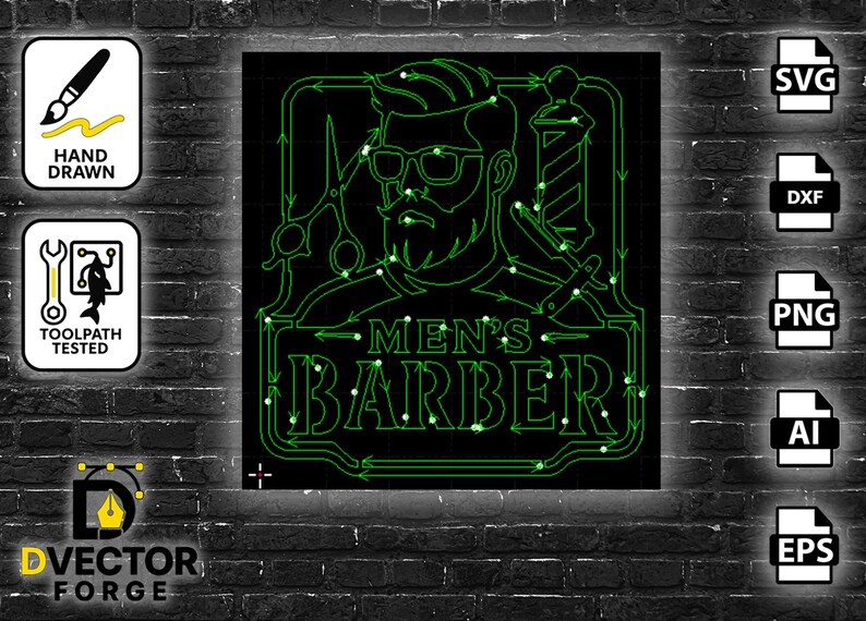 Men's Barber Sign SVG DXF CNC Cut File | Beard Barber Pole Cut File ...