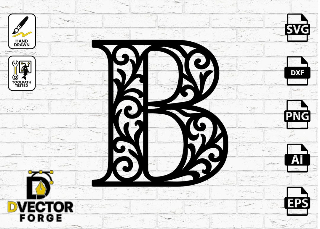 Filigree Monogram Letter B – Ornamental Alphabet Cut Design for CNC ...