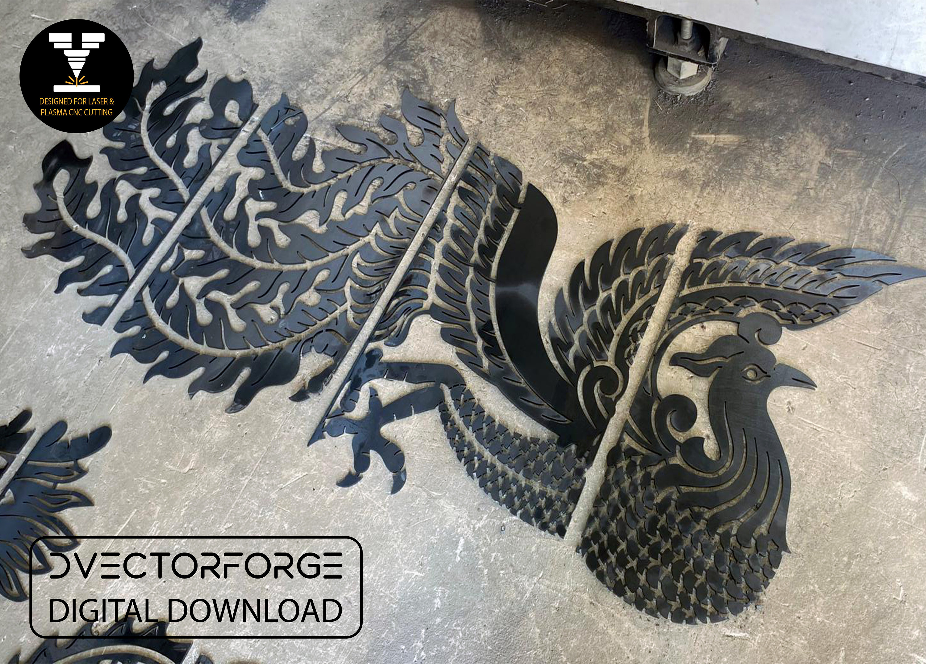 Chinese Dragon and Phoenix DXF File: CNC Plasma Laser Cut (digital ...