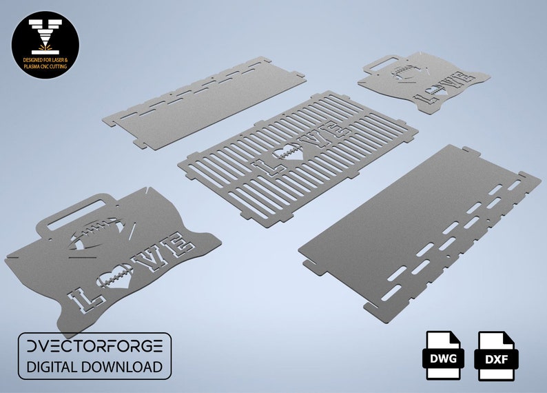 Football BBQ Fire Pit CNC DXF File: Portable Camping Grill (digital ...