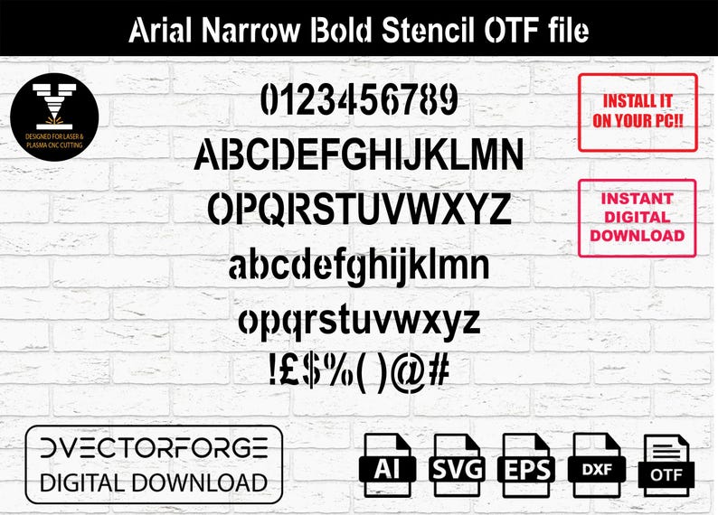 Stencil Font | Arial Narrow Bold, CNC Laser Cut (digital Download) - Etsy