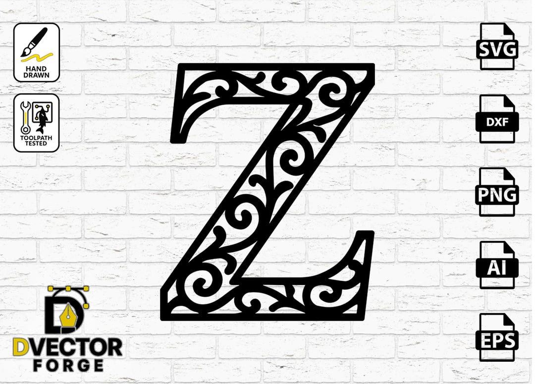 Filigree Letter Z Vector CNC Project – CAD Design for Plasma Cutting ...
