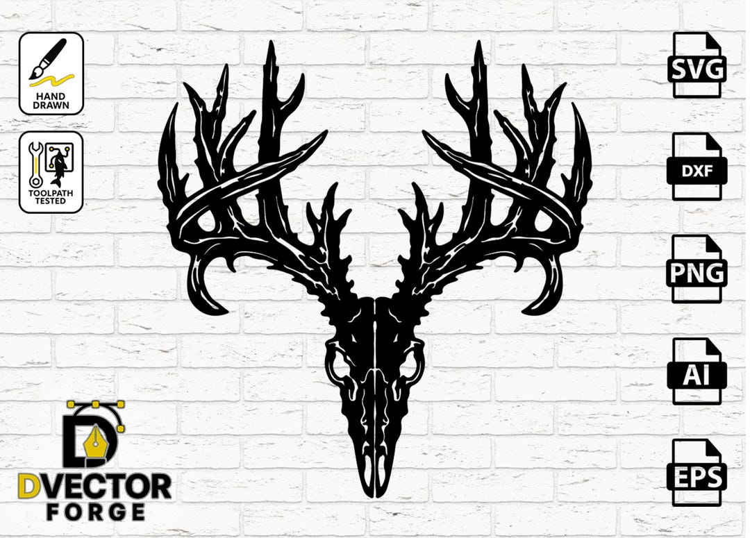 Deer Skull Vector CNC Project – CAD Design for Plasma or Laser Cutting ...