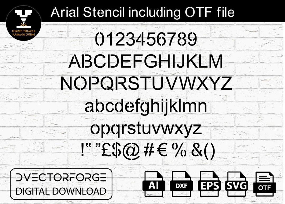 Arial Stencil Font Alphabet | CNC Laser Cut Files (digital Download ...