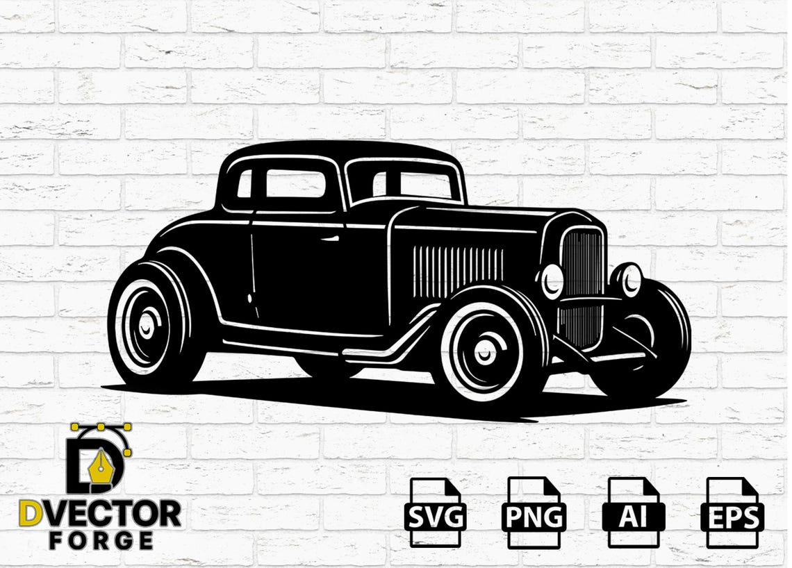 1932 Ford Deuce Coupe Silhouette Vector – Classic Hotrod SVG Png ...