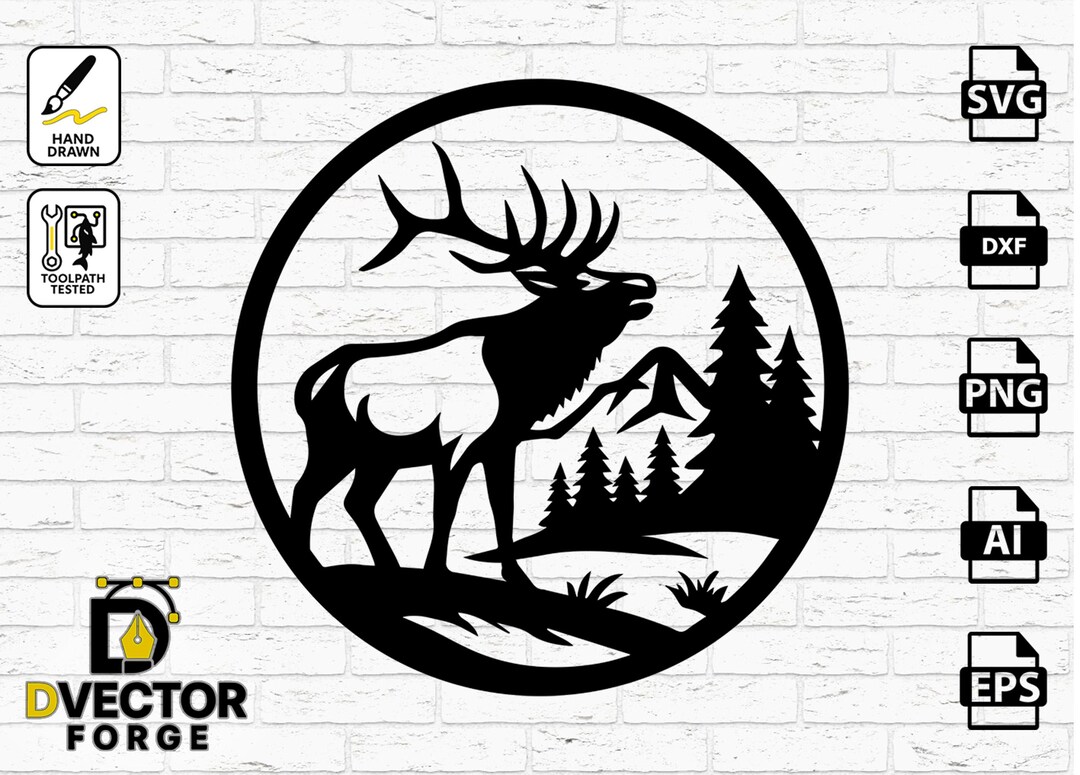 Elk Silhouette SVG Dxf Png Ai Eps | Bugling Elk Metal Art Cut File ...