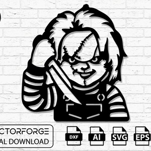 Vector Cut Ready Chucky Design, CNC File, Dxf, Svg, Halloween Horror ...