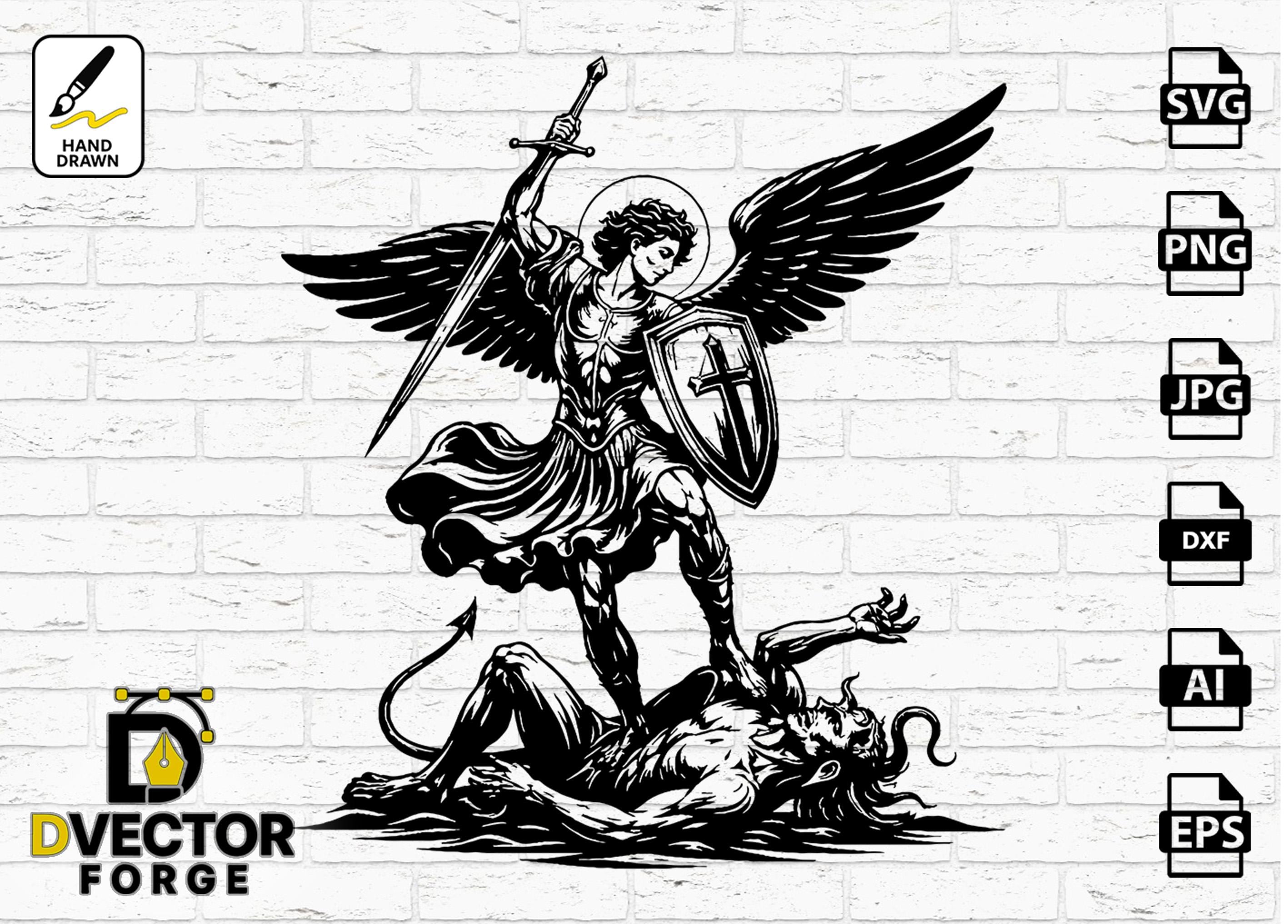 Archangel Michael Vector Art – Engraving & Sublimation Design - Etsy