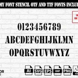 Army Stencil Font | Military Letters & Numbers (otf, Ttf, Svg, Dxf, Png ...