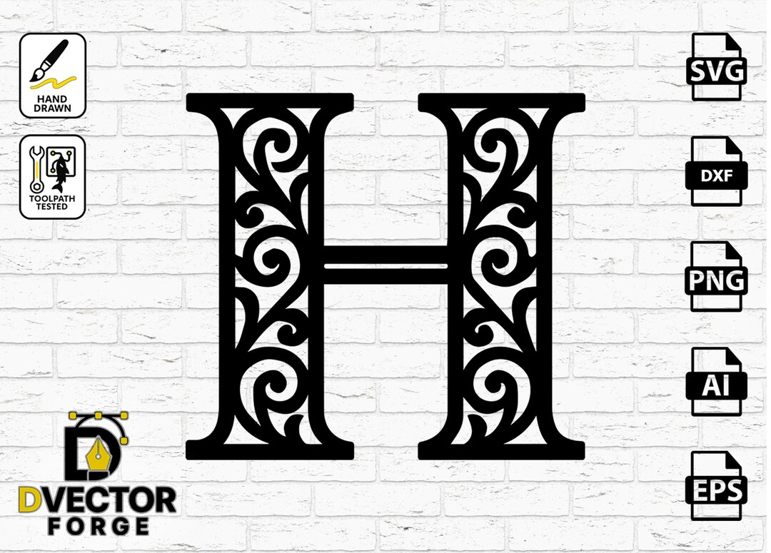 Letter H Filigree Vector CNC Project – CAD Design for Plasma Cutting ...