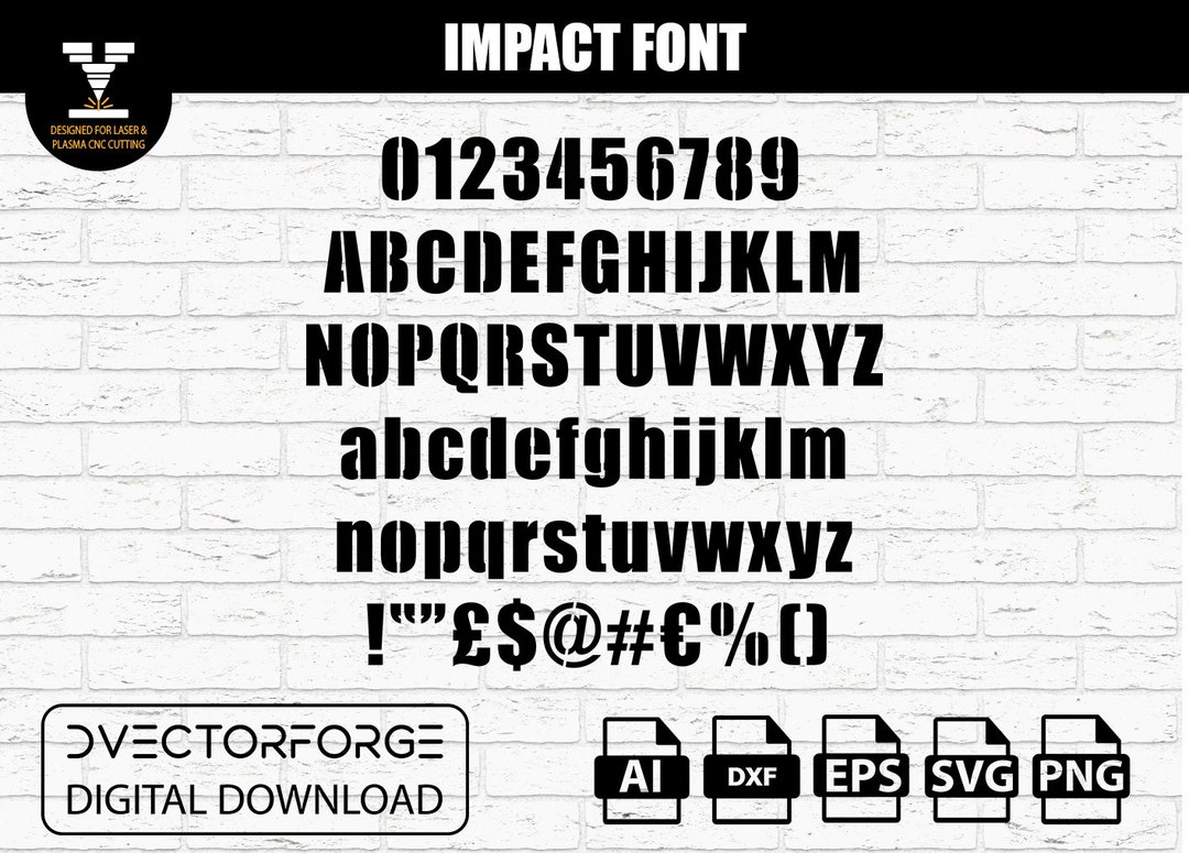 Impact Stencil Font Alphabet Letters Dxf Svg Files Font for Cnc Laser ...