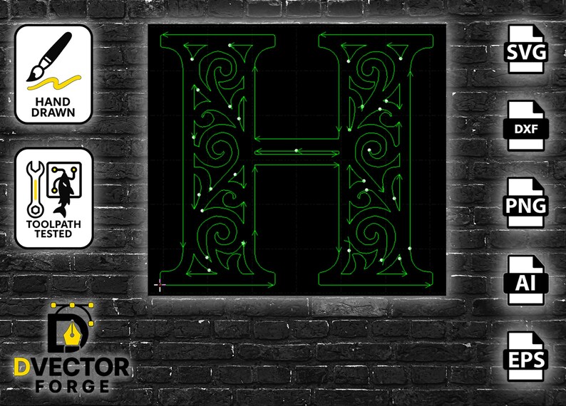 Letter H Filigree Vector CNC Project – CAD Design for Plasma Cutting ...