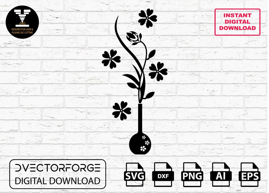 CNC Vase Flowers Wall Art: SVG DXF Files (digital Download) - Etsy