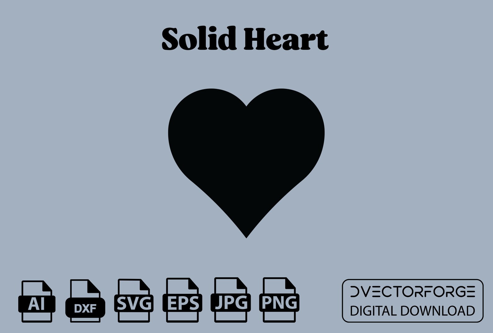 Simple Heart Instant Digital Download, Solid Heart, Thin Outline Heart ...