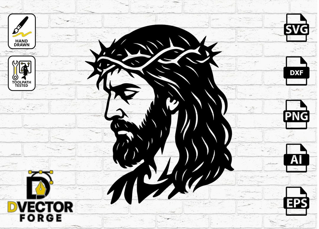 Jesus Face CNC Project – Religious CAD Design for Plasma Cutting, Laser ...