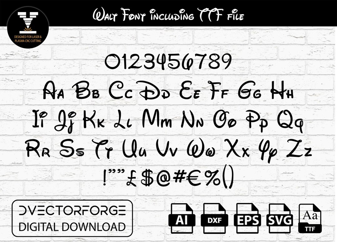Walt Font Alphabet Letters Dxf Svg Files Font for Cnc Laser Cutting ...
