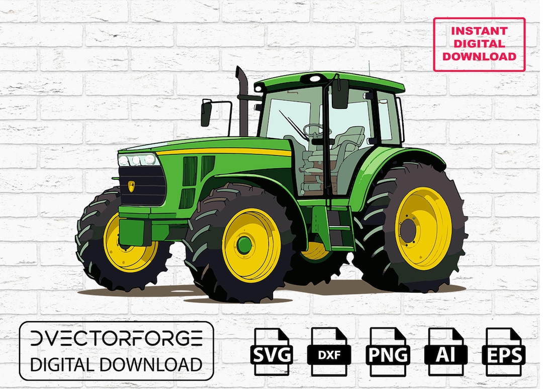 John Deere Tractor Vector File, Tractor Svg, Png Silhouette & Cricut Cut File, Classic Tractor ...
