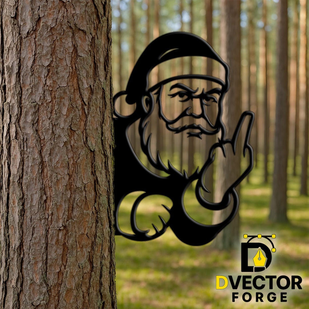 Peeking Santa Middle Finger Vector CNC Project – CAD Design for Plasma ...