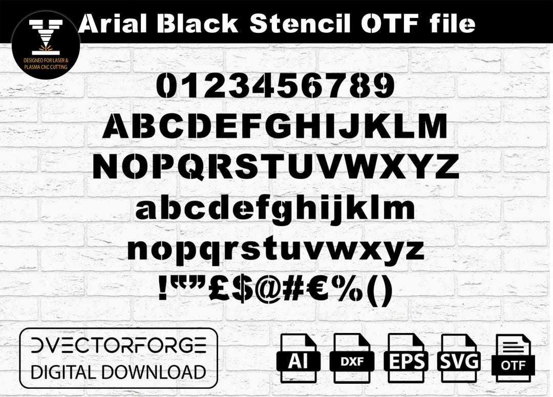 Arial Black Stencil OTF Font Alphabet Letters Dxf Files | Font for Cnc ...