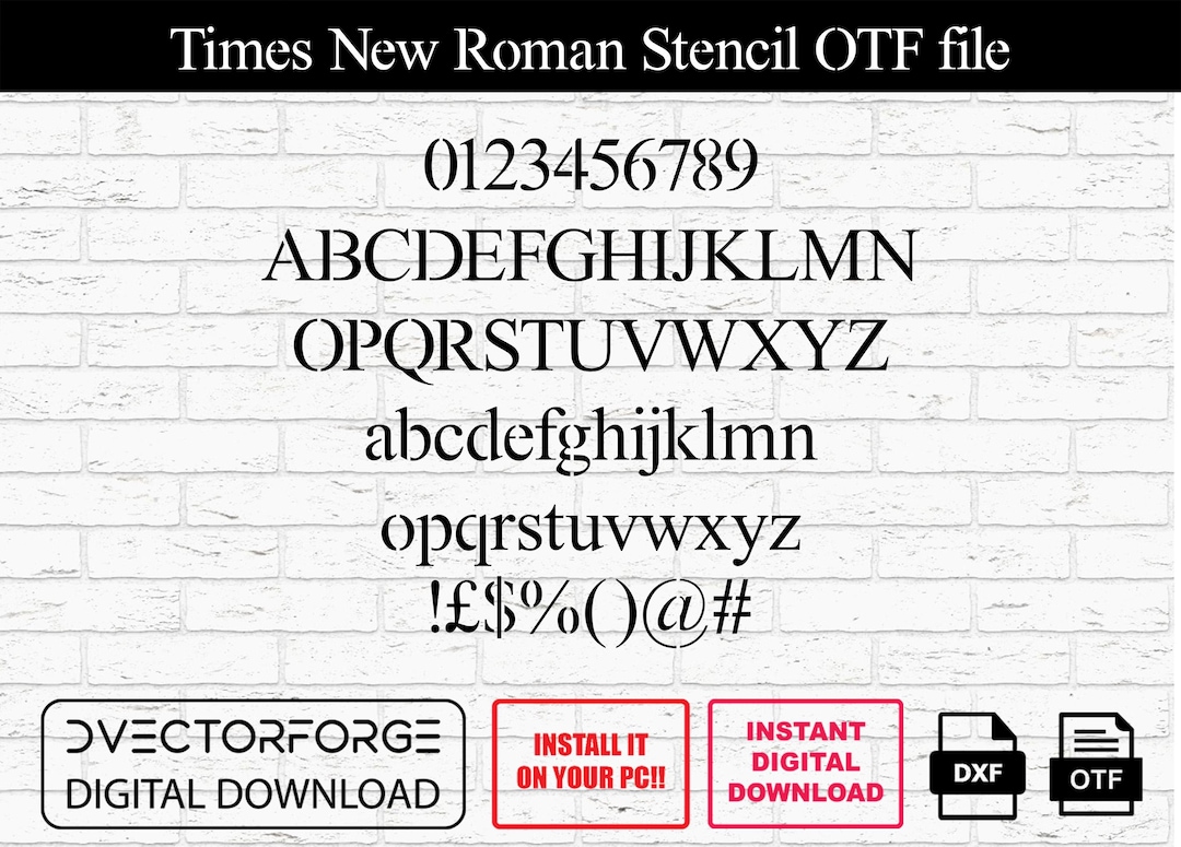 Cut Ready Times New Roman Stencil Font, CNC & Cricut (digital Download ...